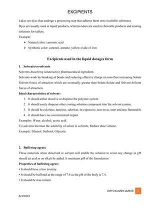 Pharmaceutical Excipients | PDF