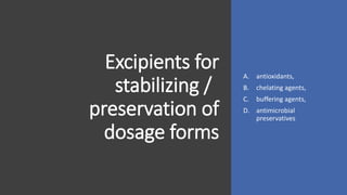 Excipients for stabilizing preservation | PDF