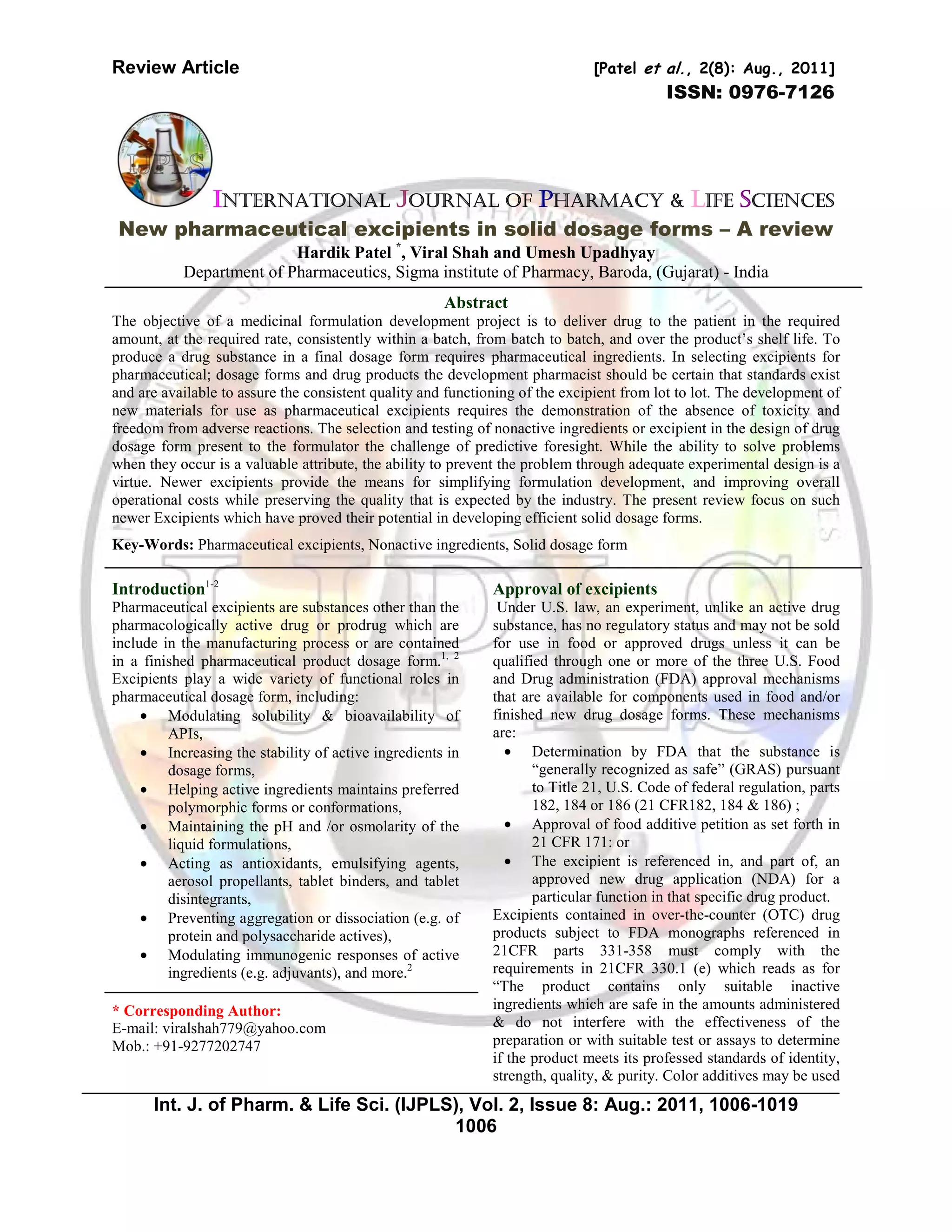 Excipients in solid_dosage_forms | PDF