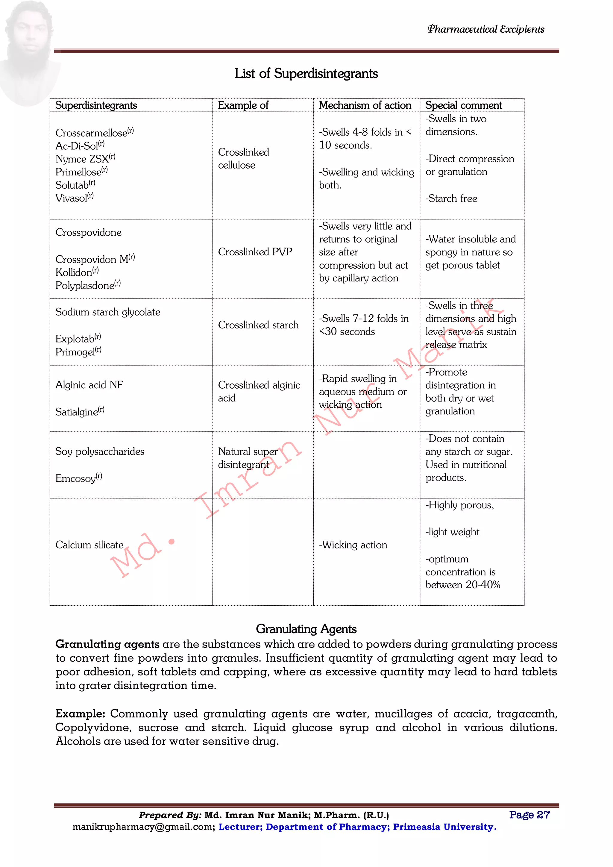 Pharmaceutical excipients MANIK | PDF