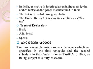 Excise duties act | PPTX
