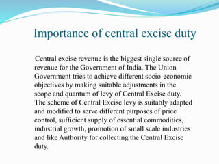 Excise duty sagar 12mt07ind016 | PPTX | Commodities | Economy