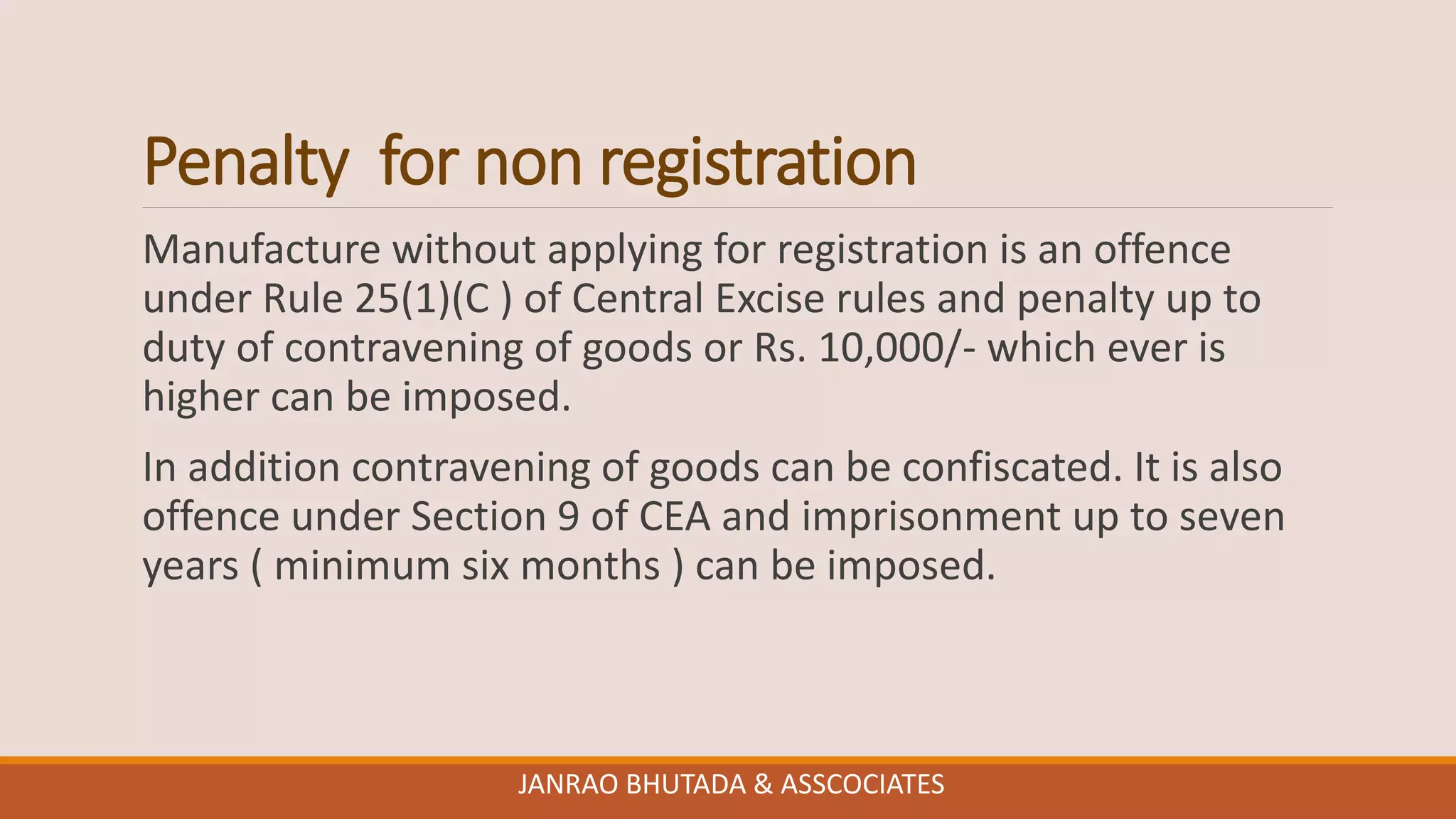 Excise registration | PPTX | Business | Business and Finance