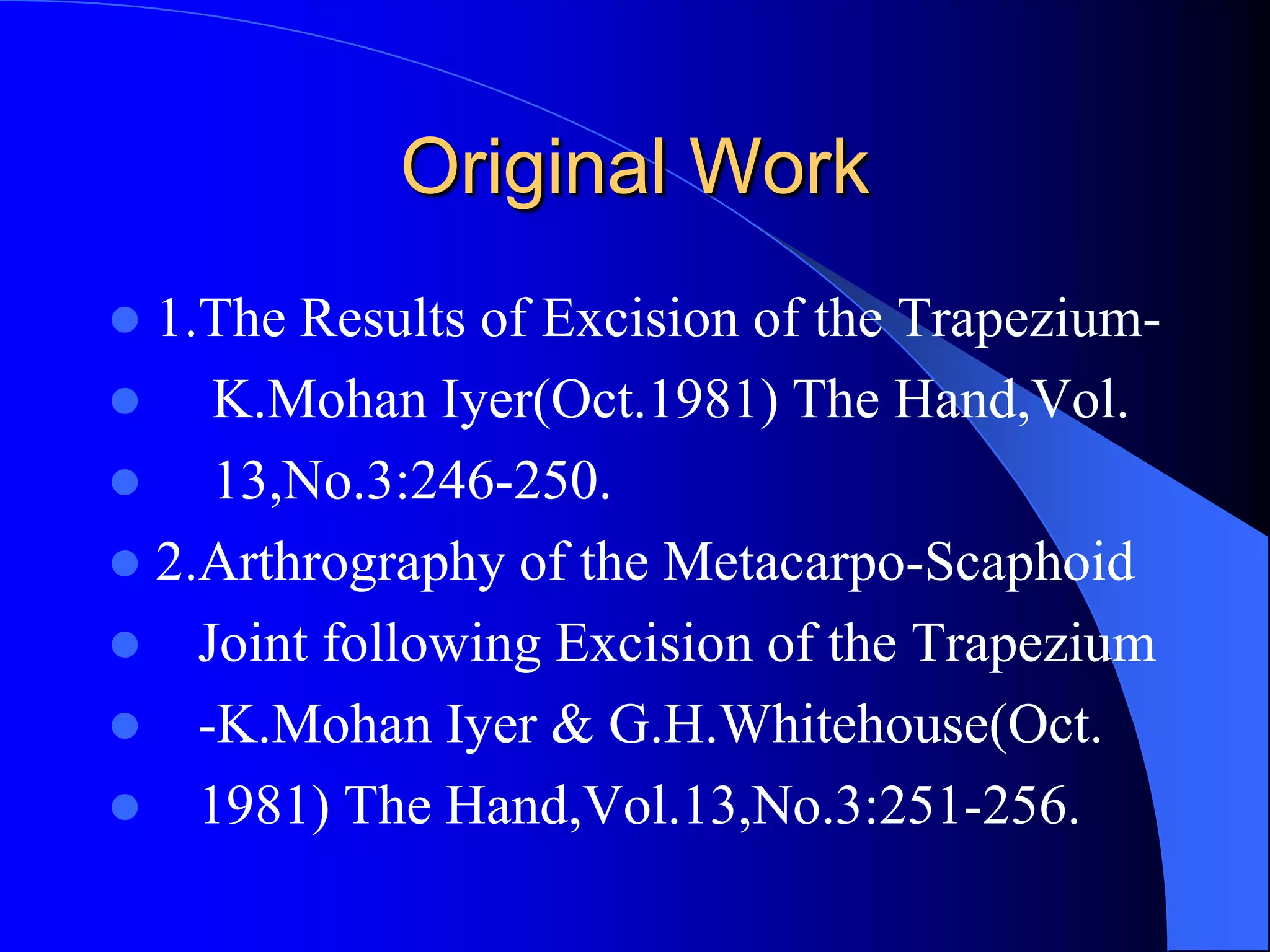 Excision of the trapezium presentation | PDF