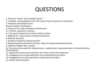 Excitable tissue Physiology | PPTX