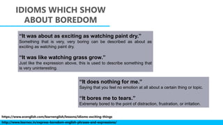 Saying You are Excited, Bored and Calming - Expressions | PPTX
