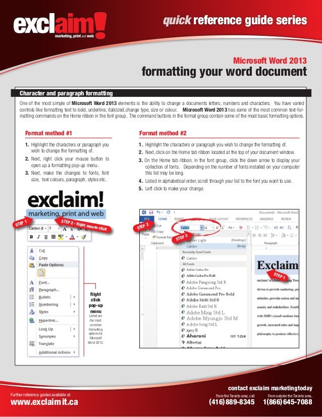 Free Microsoft Word 2013 Quick Reference Guide