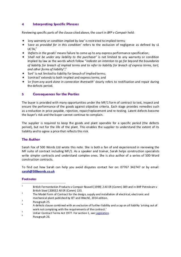 Excluding Liability for Latent Defects