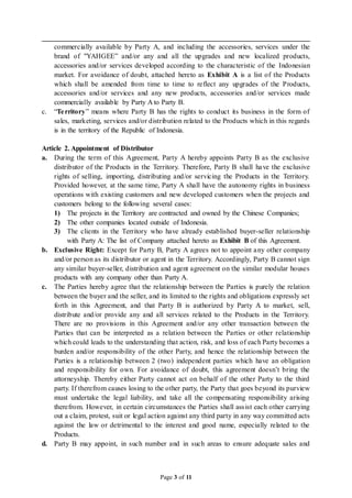 Exclusive Distributorship Agreement Sample (Purchase this doc, Text ...