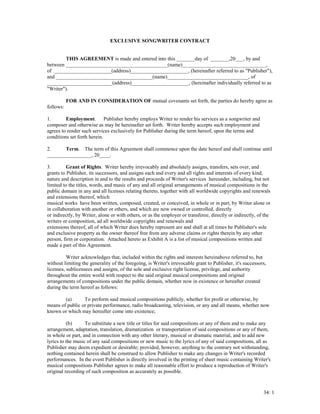 Exclusivity Agreement Template Free
