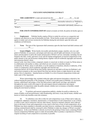 Exclusive Songwriter Contract | DOC