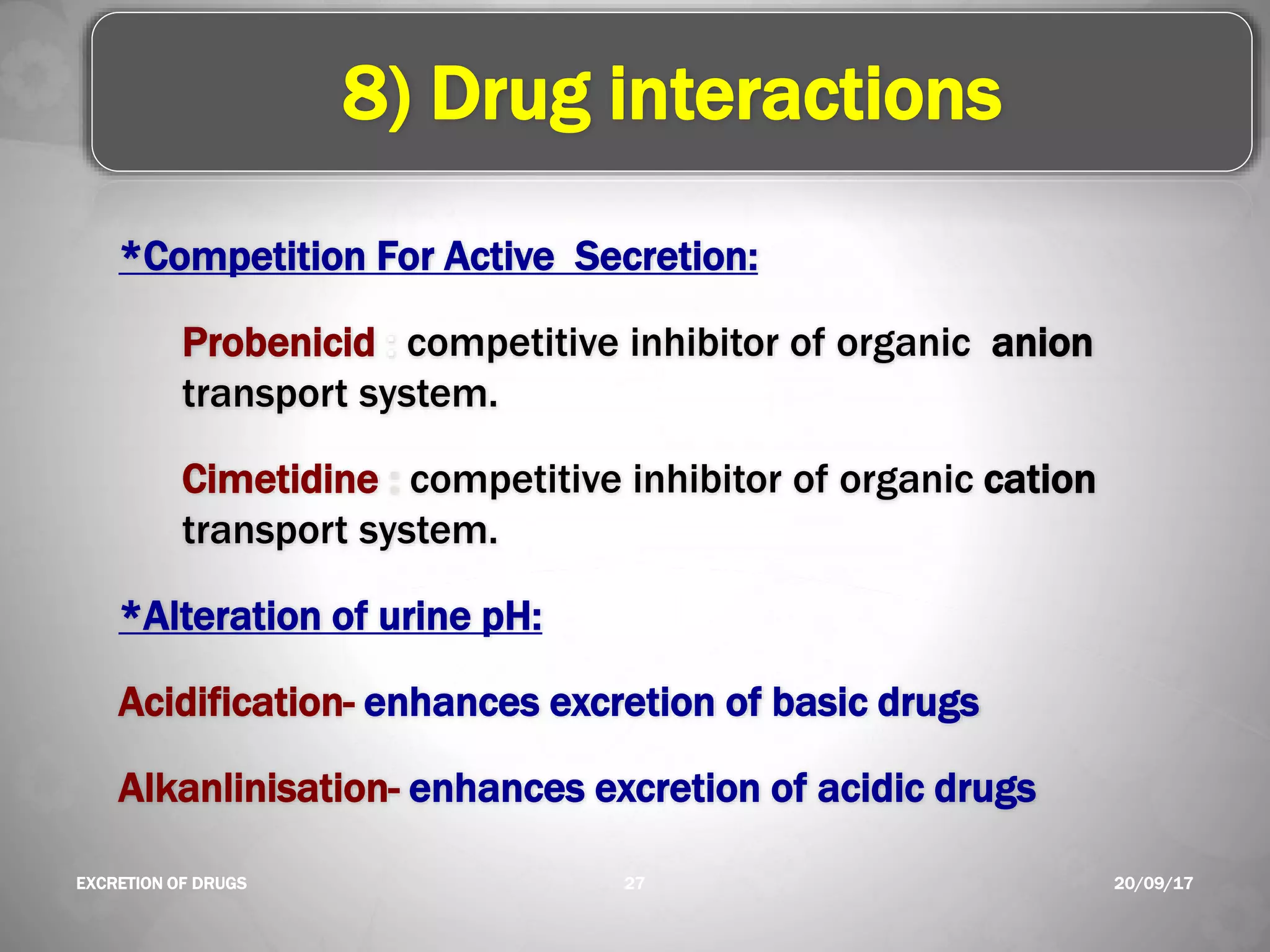 Excretion of drugs | PPTX