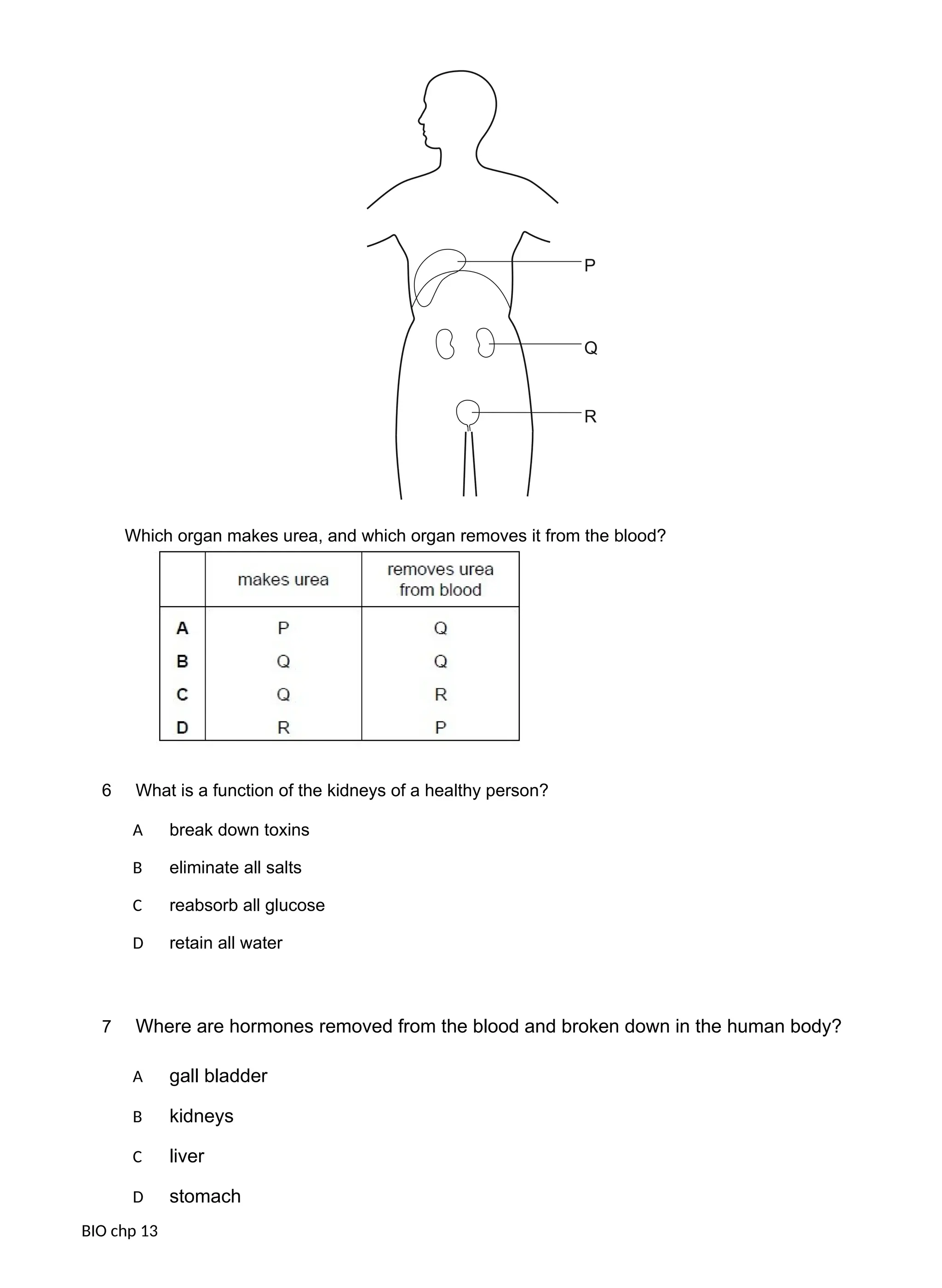 Excretion in Humans (Multiple Choice) QP.docx