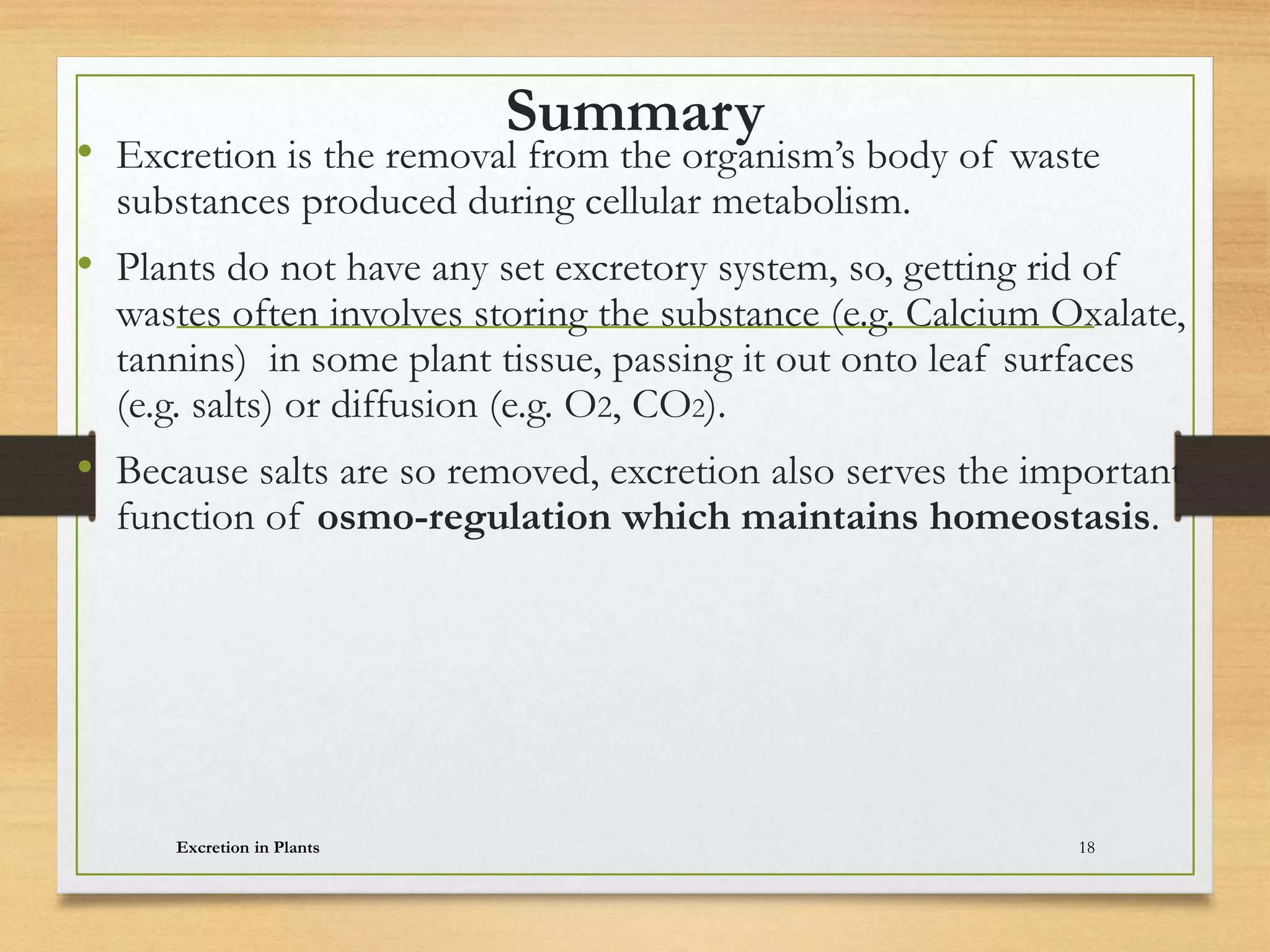 Excretion in plants | PPTX