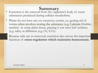 Excretion in plants | PPTX