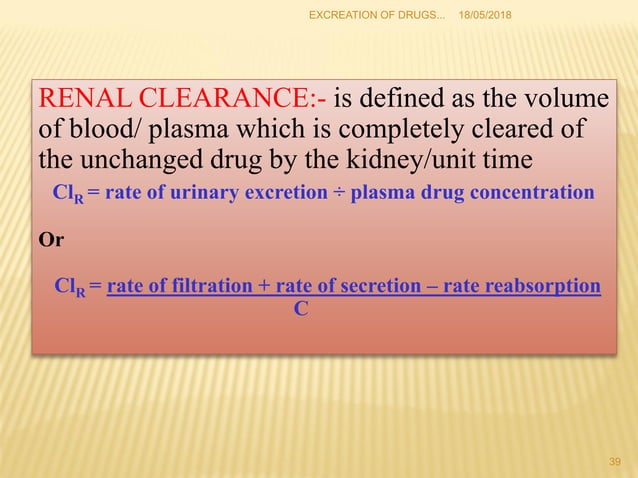 Excretion of drug | PDF