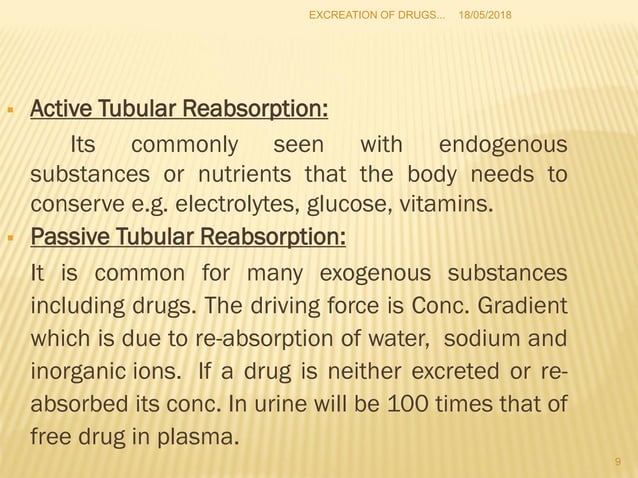 Excretion of drug | PDF