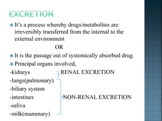 Excretion of drugs | PPTX