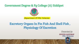 Excretory Organs In FinFish And ShellFish,Physiology of Excretion[1].pptx