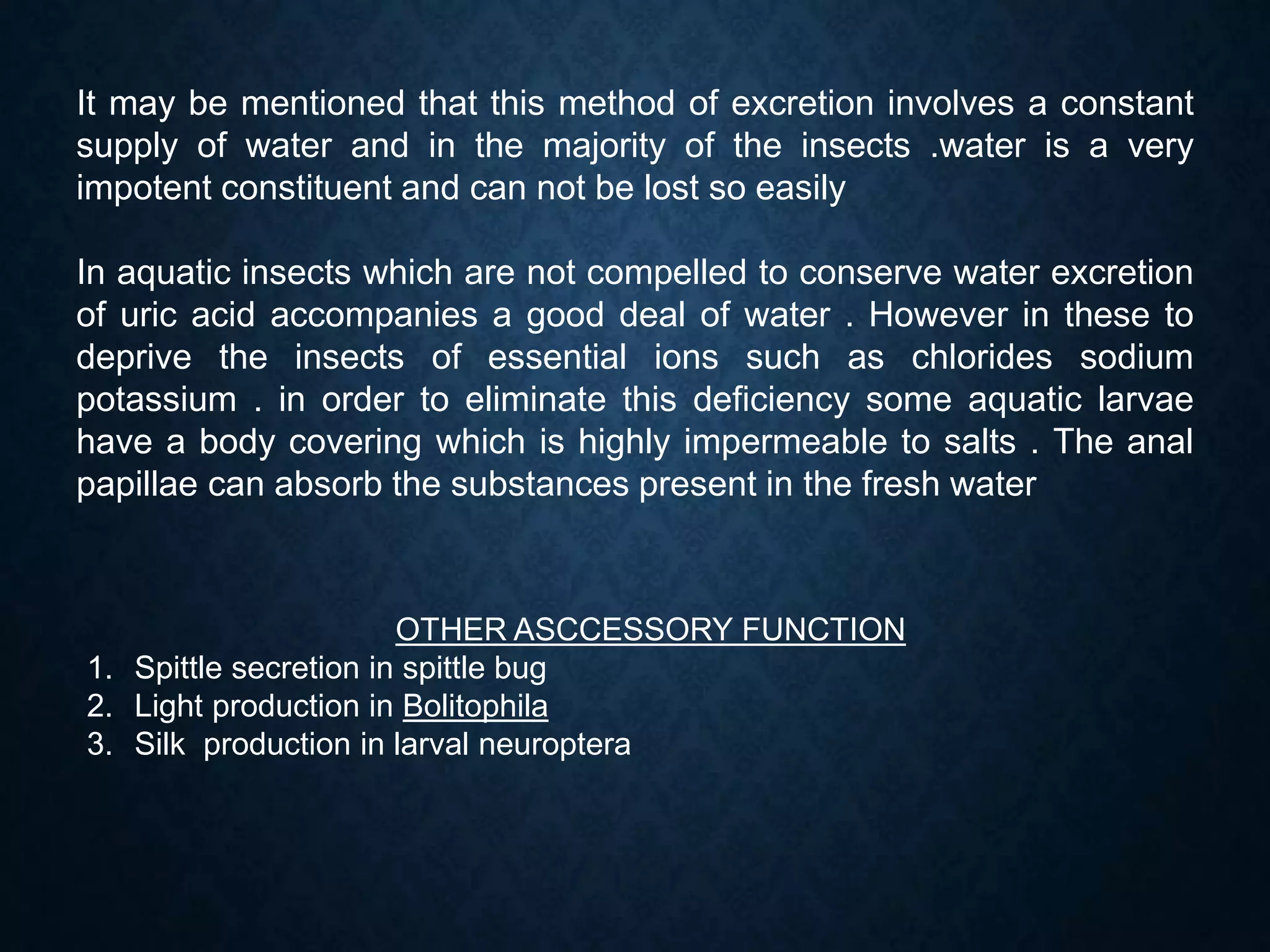 Excretory organs in insects | PPTX