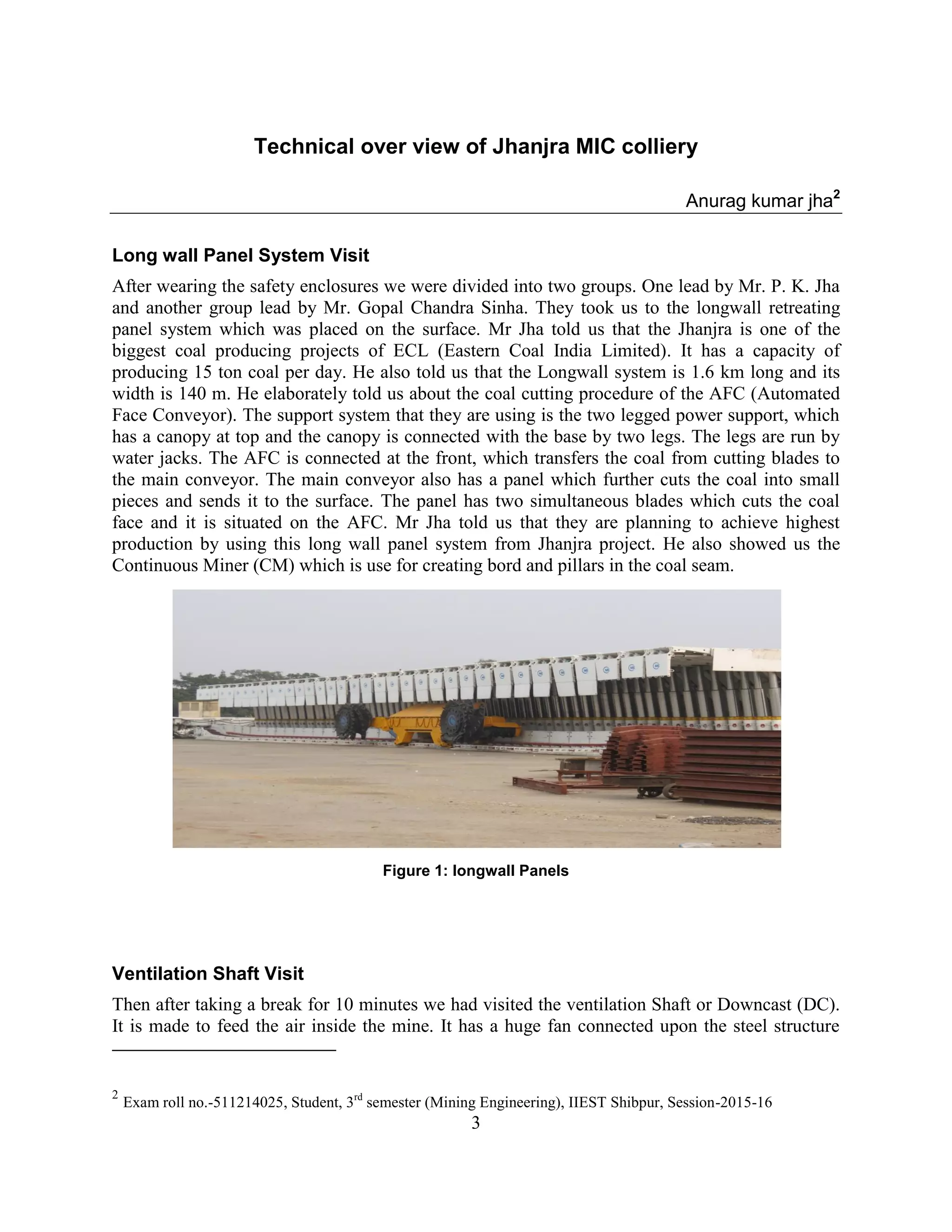 Excursion Report of Jhanjhra Coal Mines | PDF