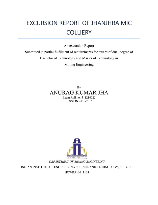 Excursion Report of Jhanjhra Coal Mines | PDF | Rail Travel | Travel Type