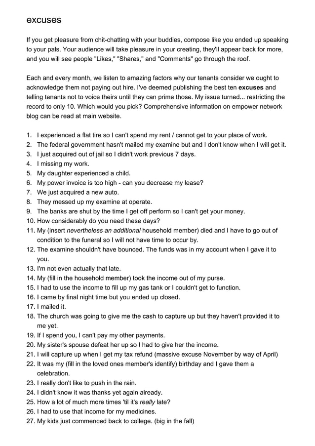 excuses | PDF