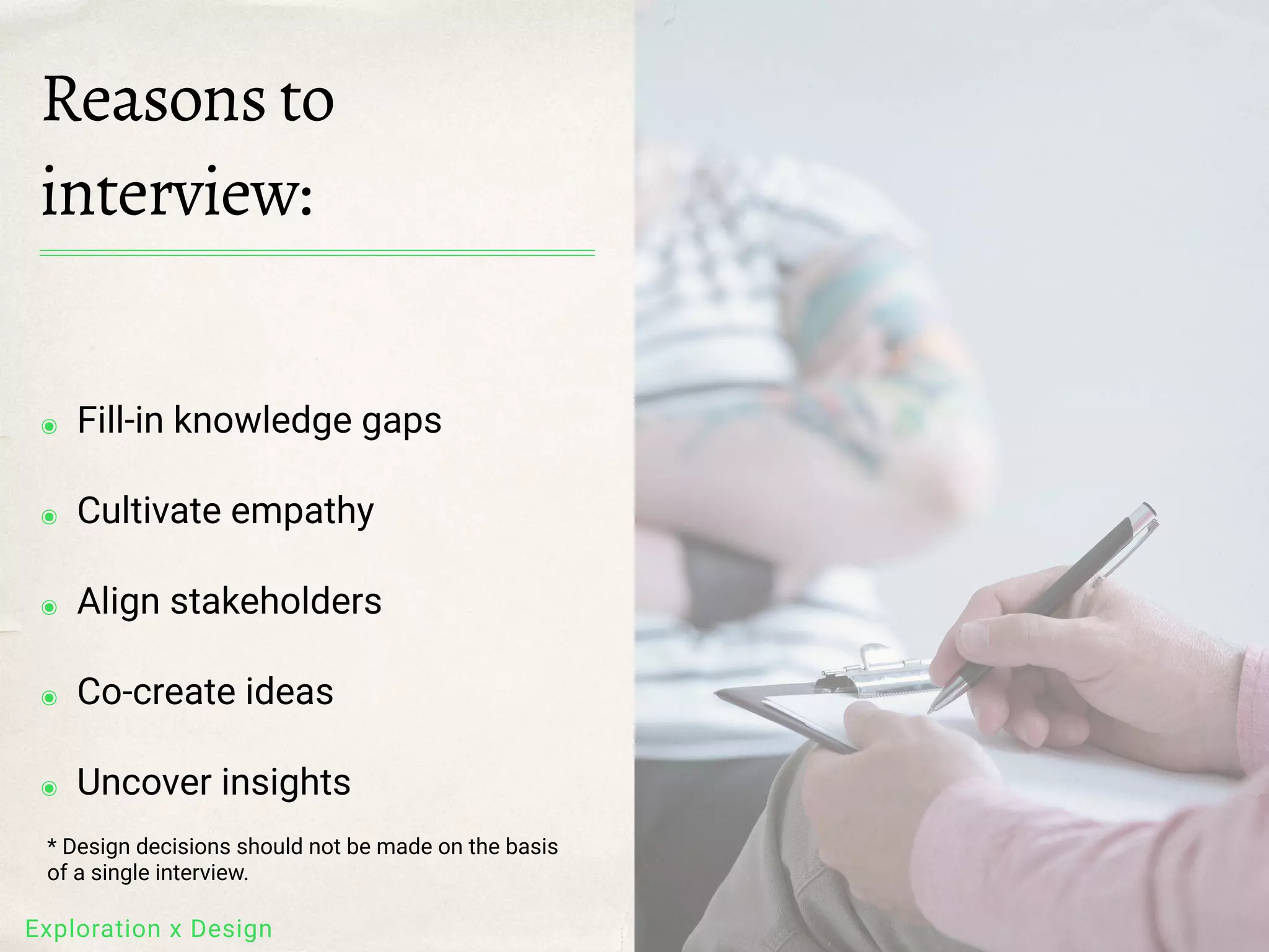 Method Monday: Interviewing by Exploration x Design | PPT