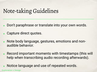 Method Monday: Interviewing by Exploration x Design | PPT
