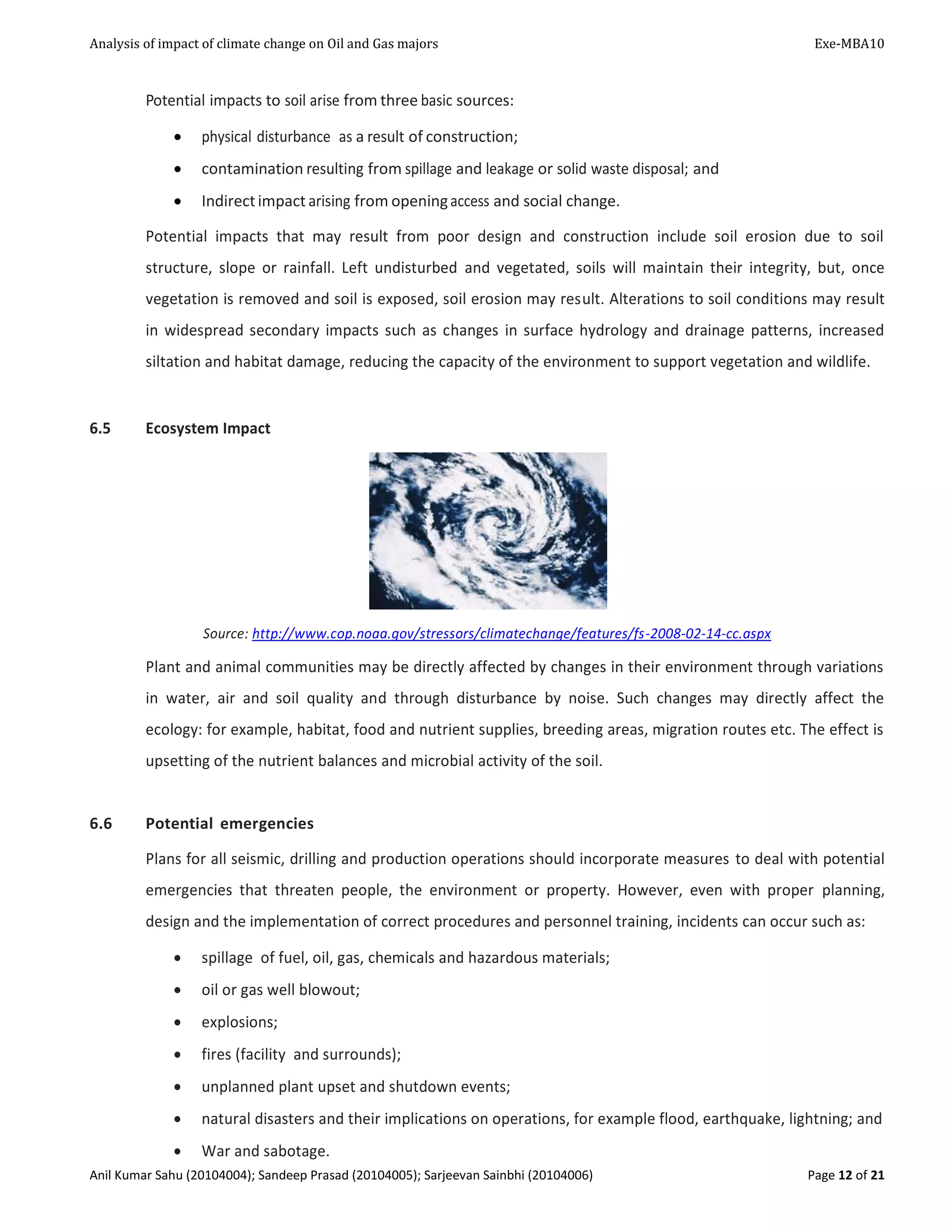 Analysis of environmental impact on oil & gas company | PDF