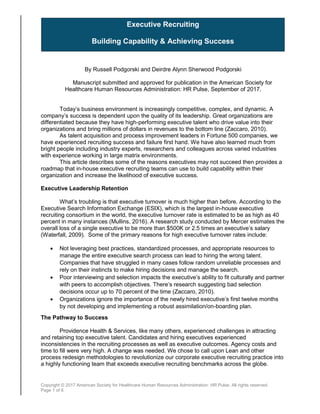 Executive Recruiting: Building Capability & Achieving Success | PDF ...