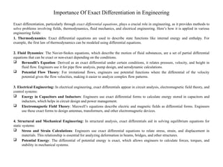 Exact Differential Equations: Theory, History, and Real-Life ...
