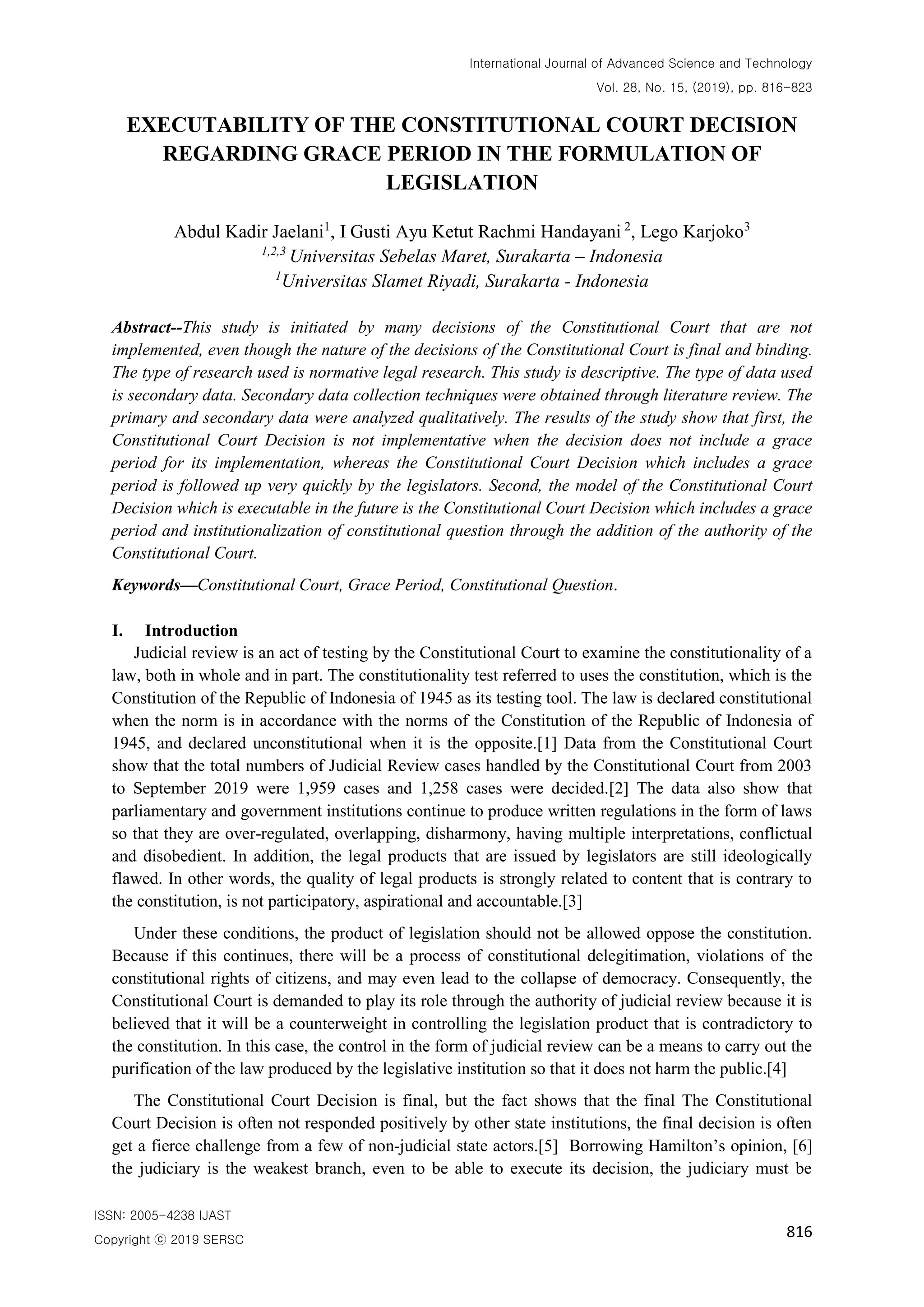 Executability of the constitutional court decision | PDF