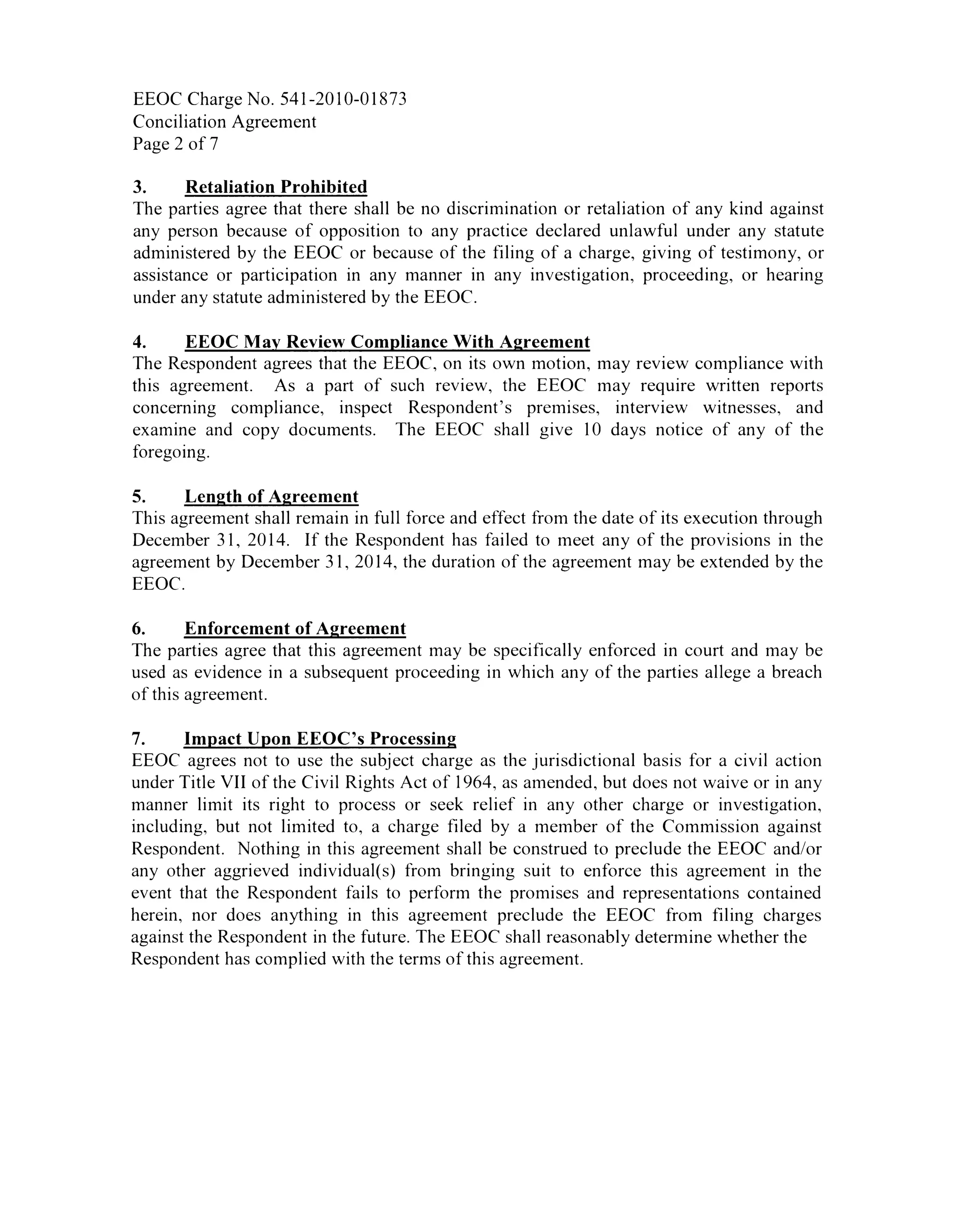 Executed Weigel conciliation agreement | PDF