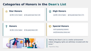sample dean's list proposal for changes in criteria | PDF