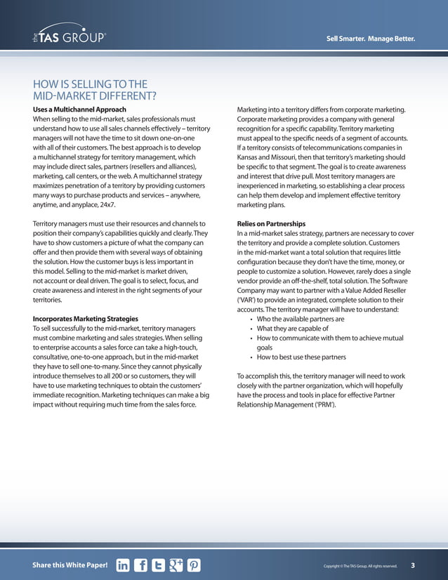 Sales White Paper: Executing A Territory Sales Model | PDF