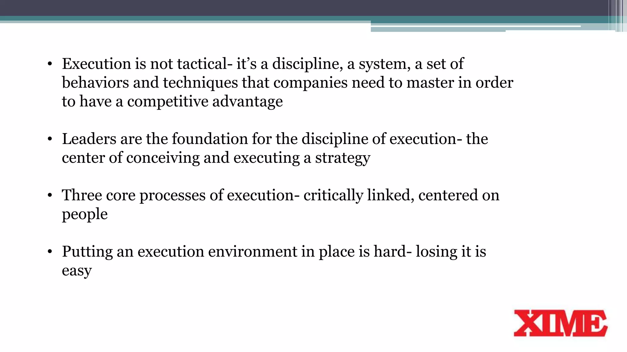 Execution - The Discipline of getting things done | PPTX