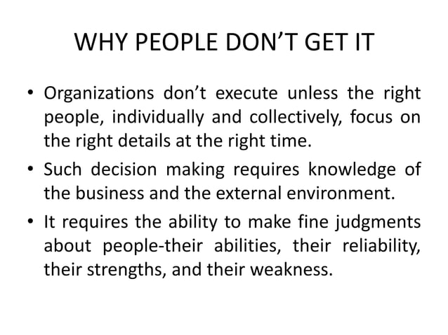 Execution Book by Larry Bossidy and Ram Charan Summary | PPTX