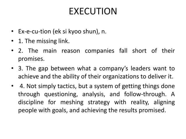 Execution Book by Larry Bossidy and Ram Charan Summary | PPTX