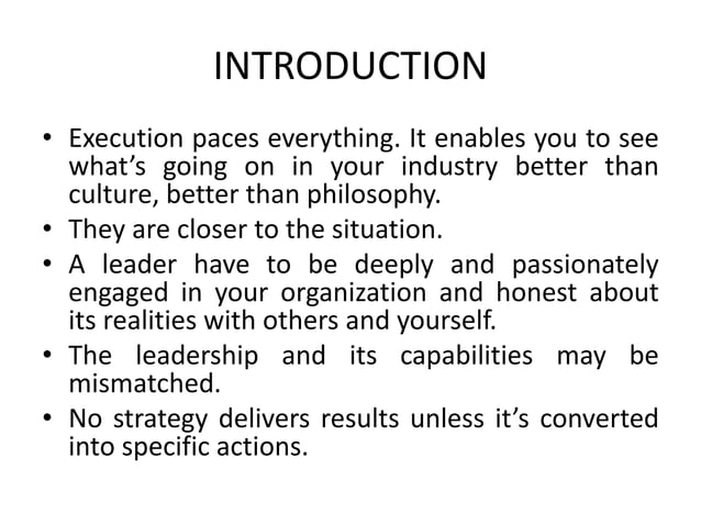Execution Book by Larry Bossidy and Ram Charan Summary | PPTX