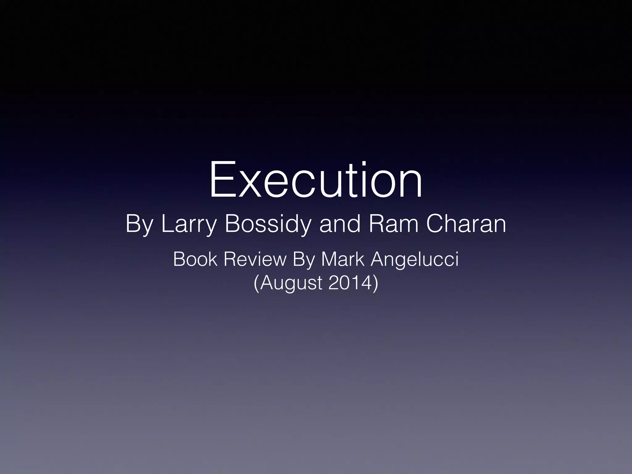 Execution book review | PPT