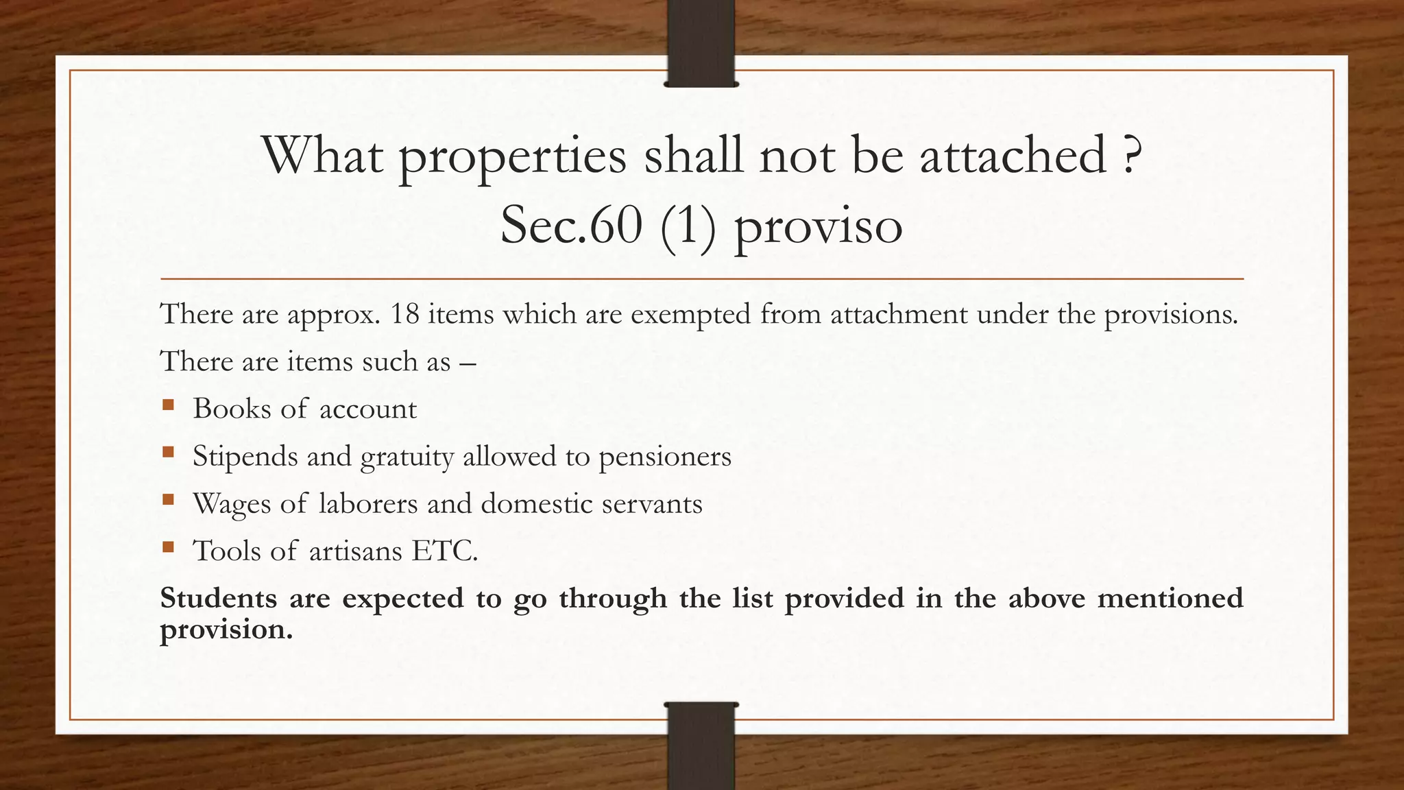 Order XXI CPC, Attachment of property under Execution Proceedings PPT ...