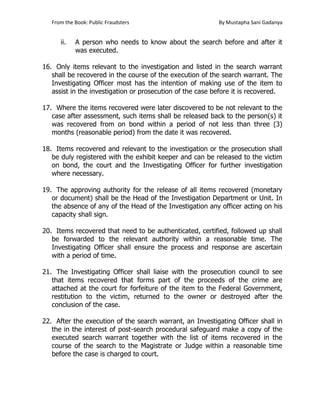 INVESTIGATORS' GUIDE: Execution of Search Warrant | DOCX