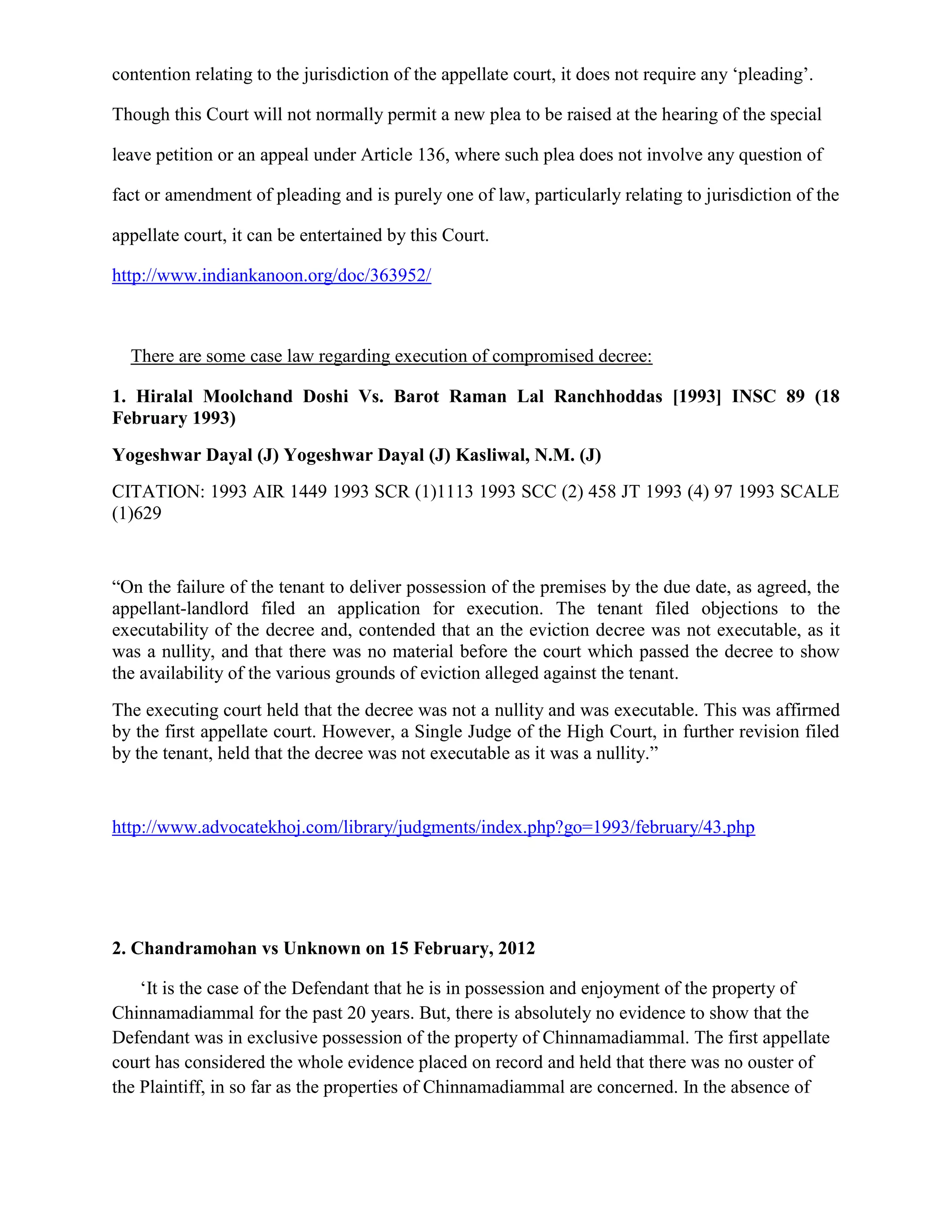 Execution of unexecuted or compromised decree | DOCX