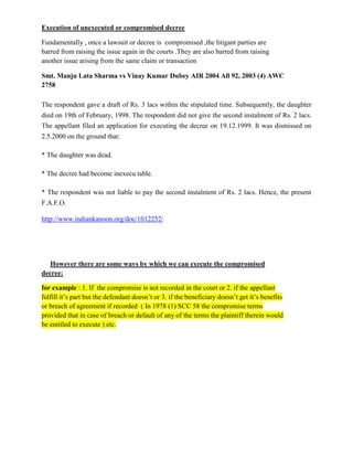 Execution of unexecuted or compromised decree | DOCX | Marriage and ...