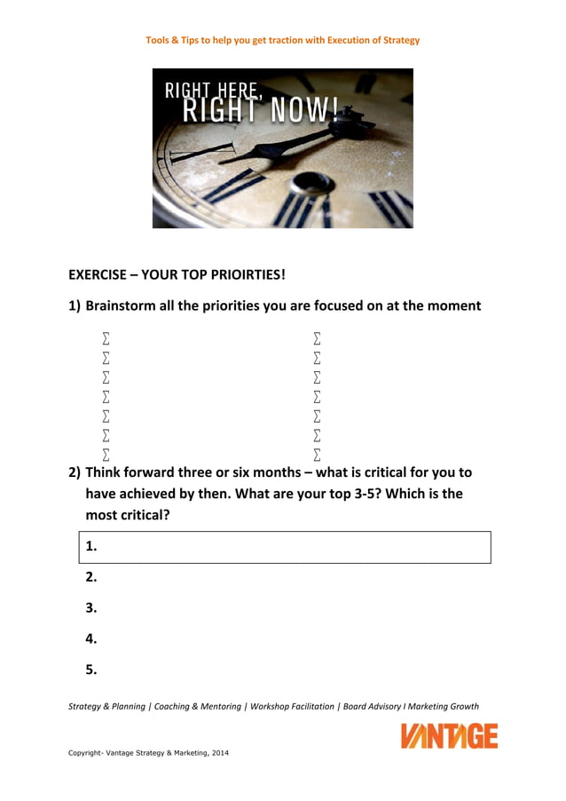 Tips & tools to help get traction with execution of strategy Workbook | PDF