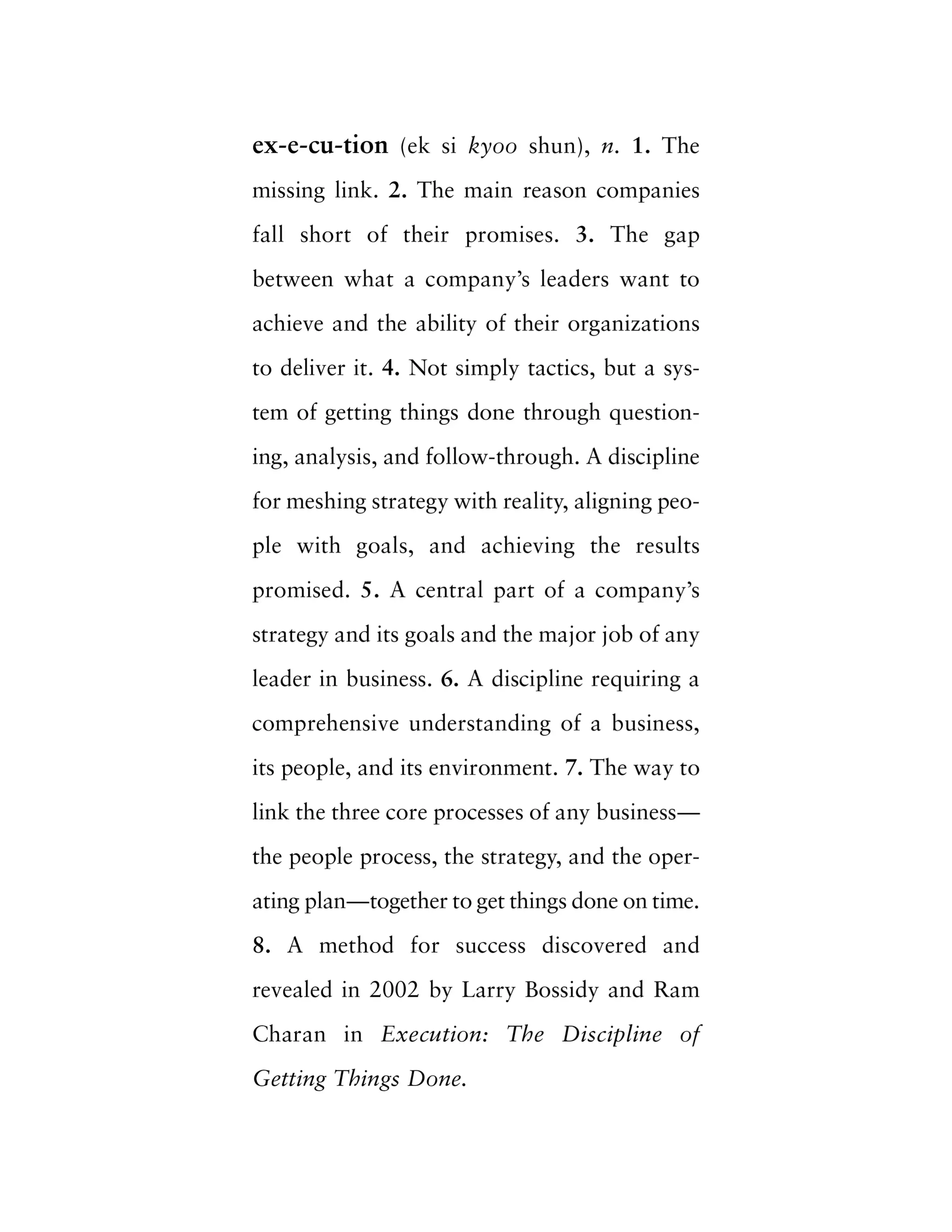 Execution the discipline of getting things done larry bossidy, ram ...