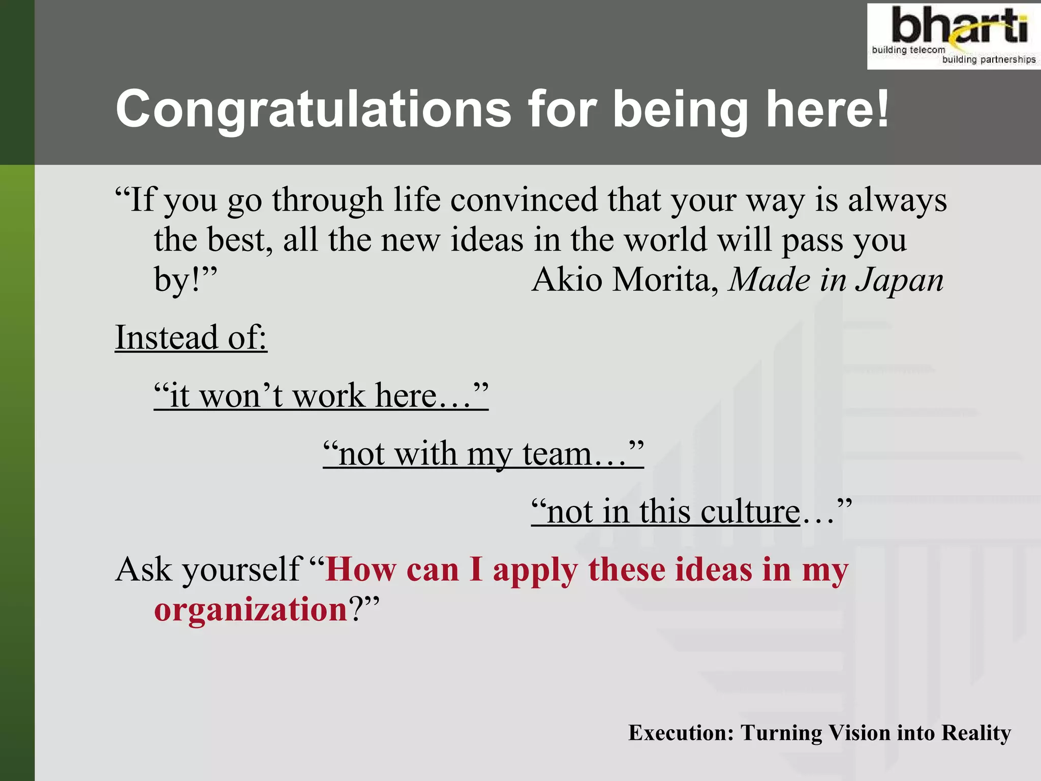 Execution turning vision into reality | PPT | Business Administration | Business