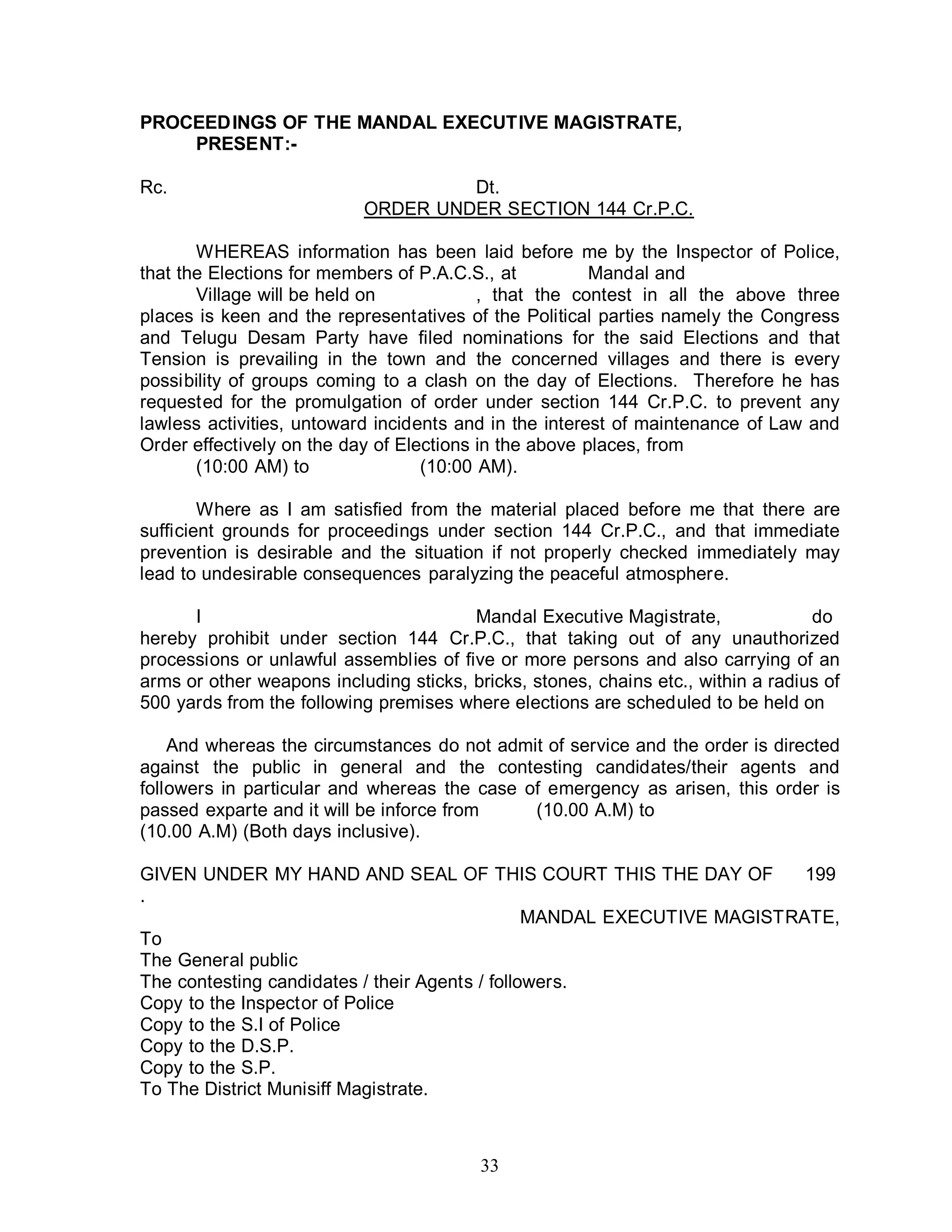Role of Tahsildar as an Executive Magistrate.Duties and ...