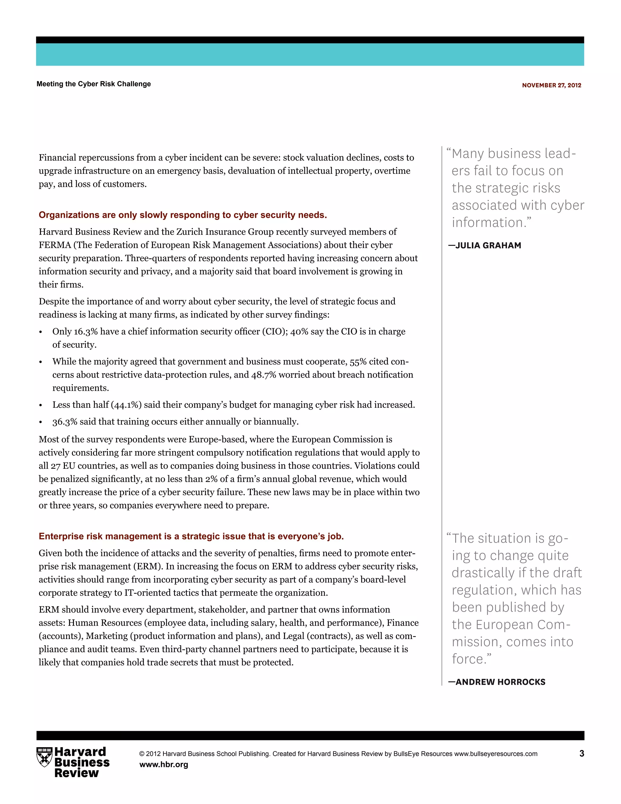 Executive Summary on the Cyber Risk Webinar | PDF